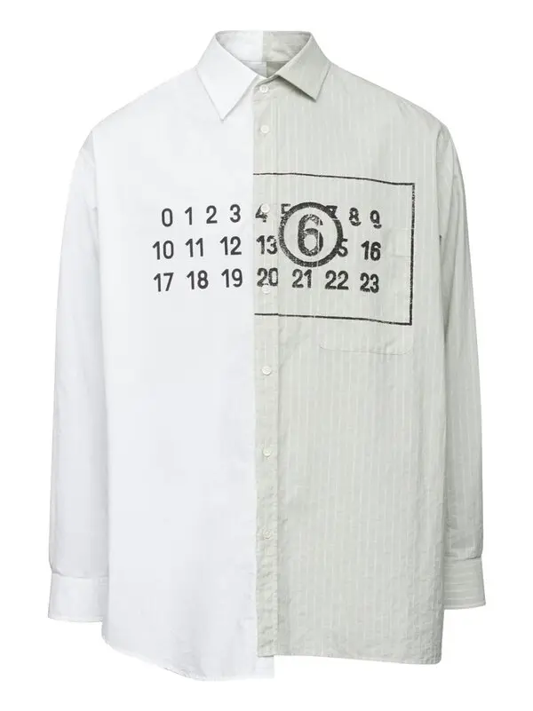 MAISON MARGIELA Numbers-motif Asymmetric Cotton Shirt - White