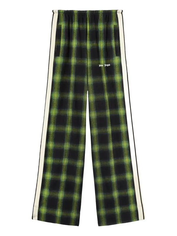 Palm Angels Logo-embroidered Plaid Track Pants - Green