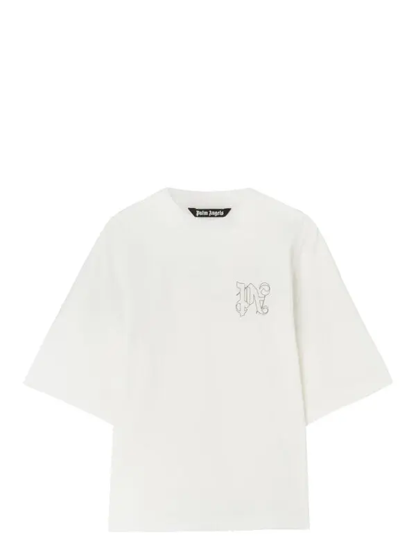 Palm Angels Pa Monogram-embroidered T-shirt - White