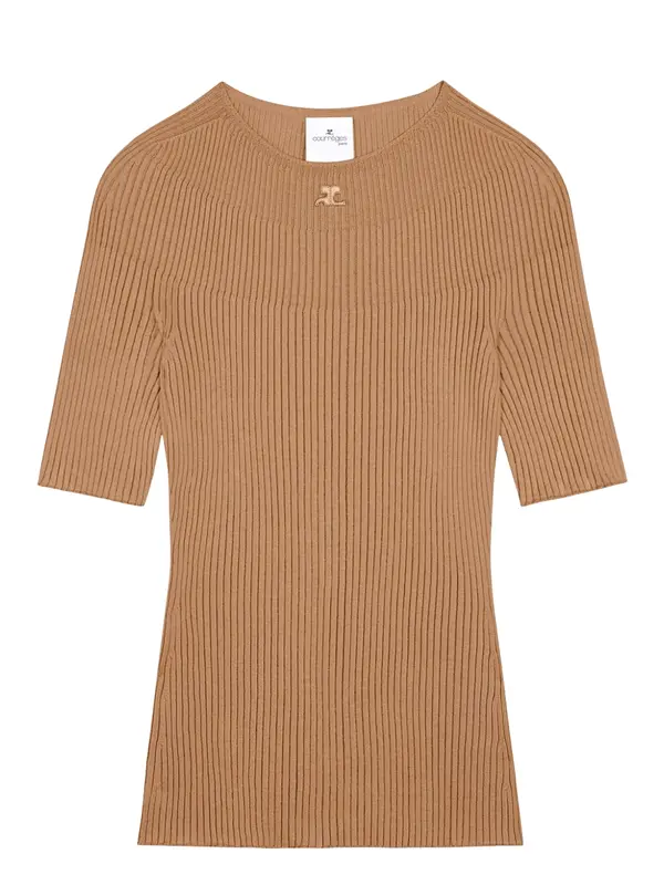 COURREGES Solar Ribbed Knit Sweater - Brown