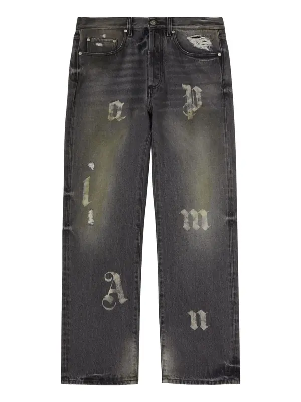 Palm Angels Logo-patch Loose Jeans - Black