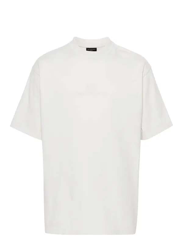 Balenciaga Logo-embroidered T-shirt - Neutrals