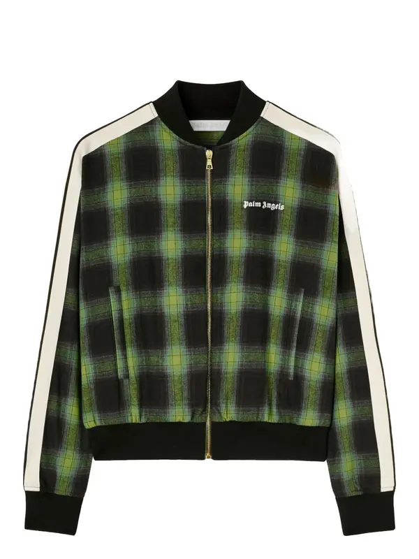 Palm Angels Logo-embroidered Plaid Bomber Jacket - Green