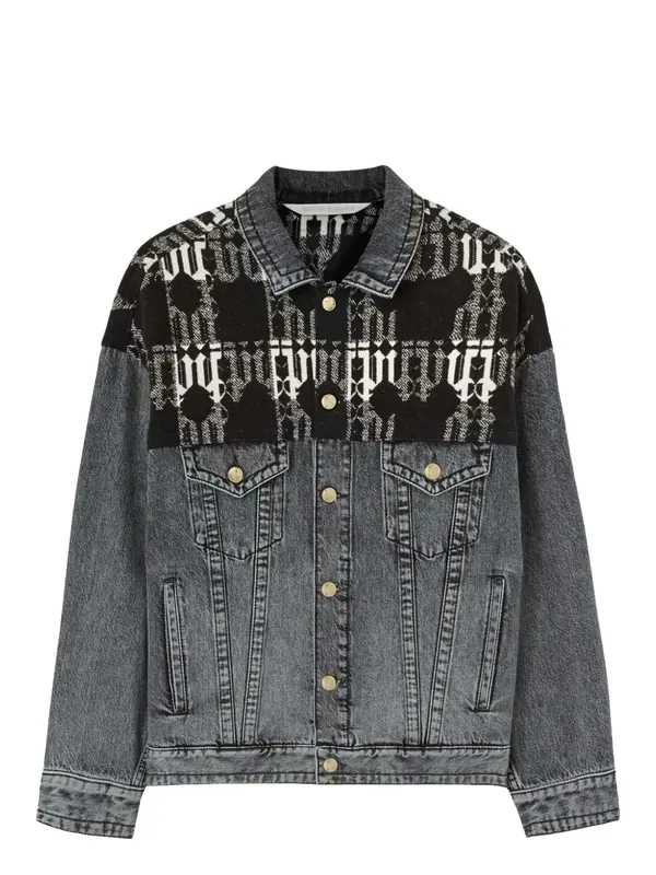 Palm Angels Monogram-jacquard Denim Jacket - Grey