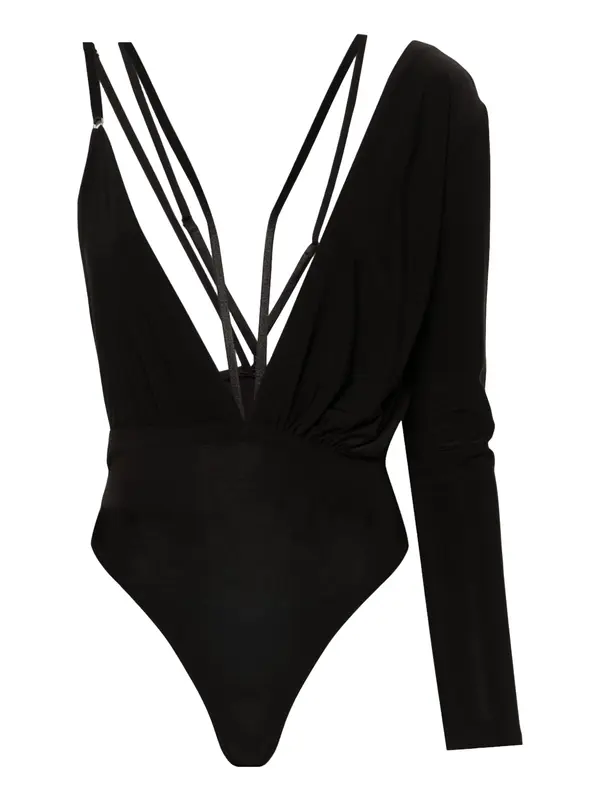 Alchemy Fashions X Lia Aram V-neck Strapped Bodysuit - Black
