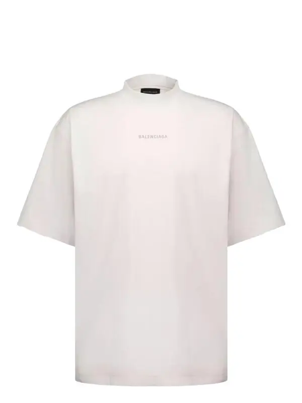 Balenciaga Reflective Logo Cotton T-shirt - Neutrals