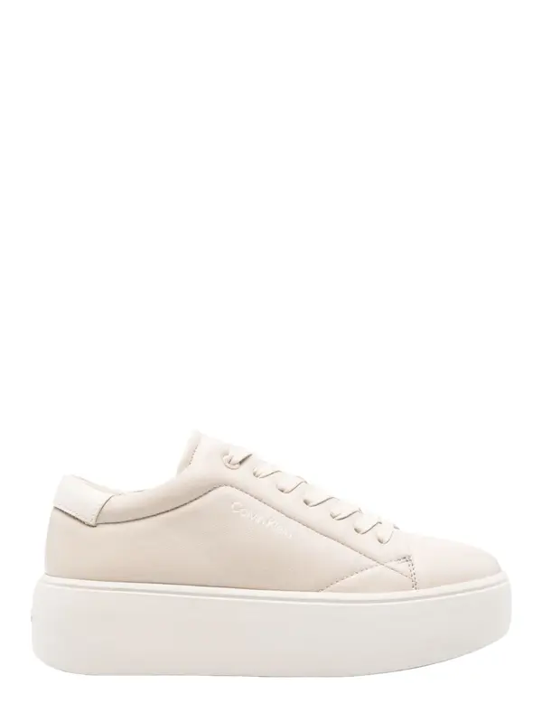 Calvin Klein 50mm Leather Flatform Sneakers - Neutrals