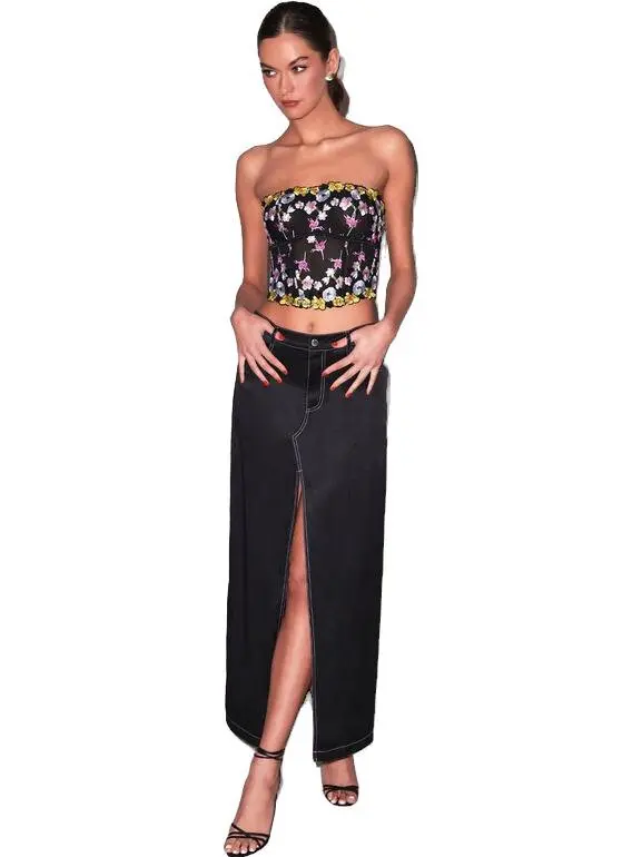Fleur Du Mal Silk Maxi Skirt - Black