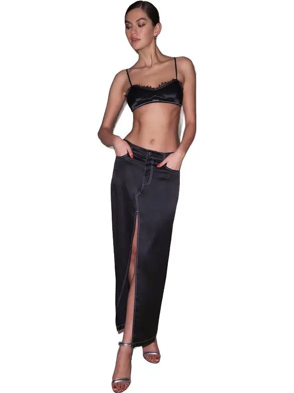 FLEUR DU MAL Silk Maxi Skirt - Black