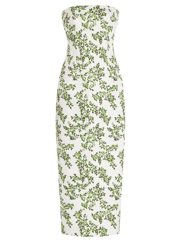 EMILIA WICKSTEAD Leila Strapless Taffeta Midi Dress - Green