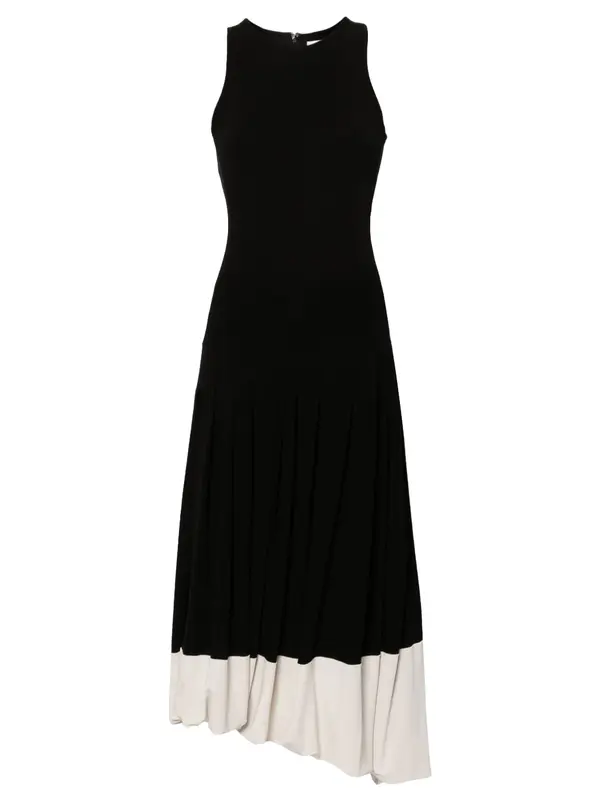 Victoria Beckham Pleated Crepe Midi Dress - Black