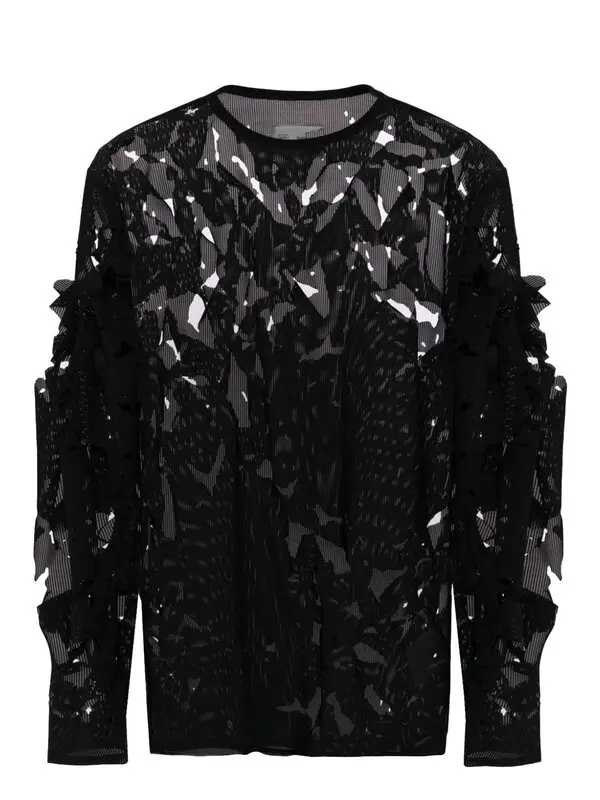 POST ARCHIVE FACTION 6.0 Distressed Mesh Top - Black