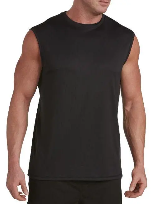 HARBOR BAY BY DXL Big & Tall Muscle Swim T-shirt - Black