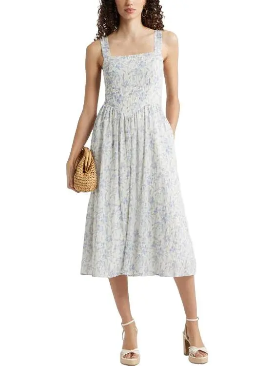 Chelsea28 Floral Sleeveless Fit & Flare Midi Dress - Blue Floral