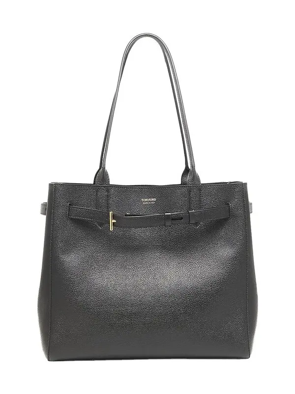 TOM FORD Mini T Leather Tote Bag - Black