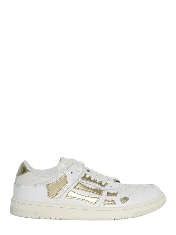 Amiri Metallic Skel Top Low Sneakers - White Gold