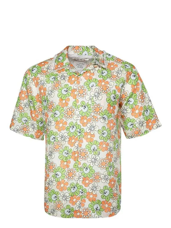 Marni Printed Linen Bowling Shirt - Green