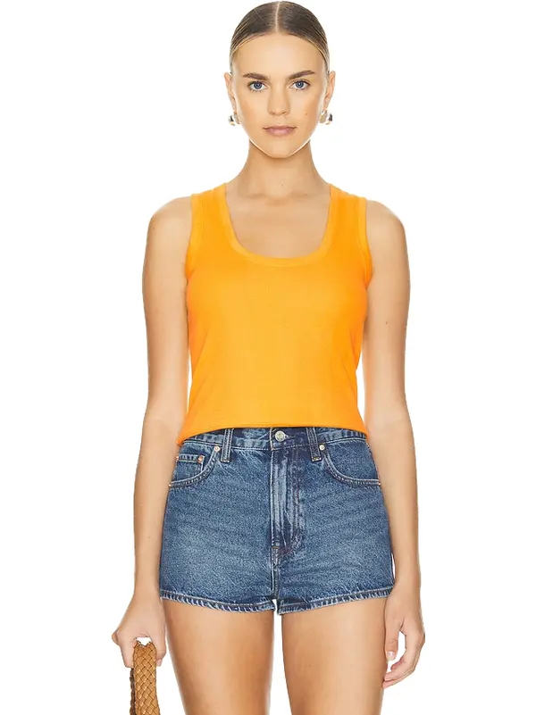Goldie Cotton Rib Crop Tank - Citrus