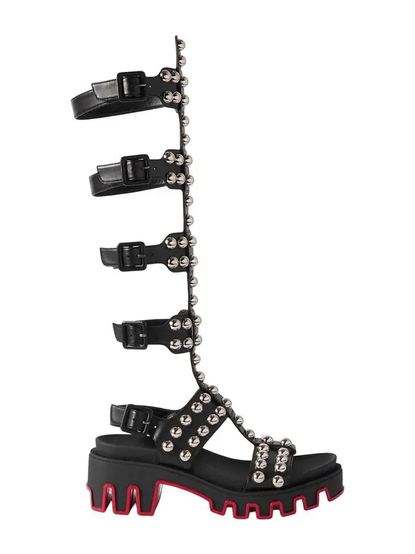 CHRISTIAN LOUBOUTIN Gladiadune Studded Leather Sandals - Black