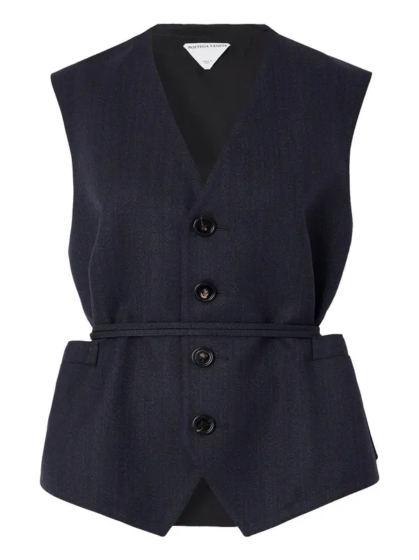 Bottega Veneta Belted Wool Waistcoat - Black