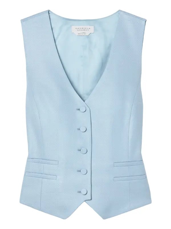 Gabriela Hearst Coleridge Wool, Silk, And Linen-blend Vest - Blue