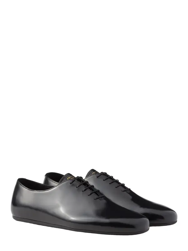 Prada Brushed Leather Lace-up Shoes - Black