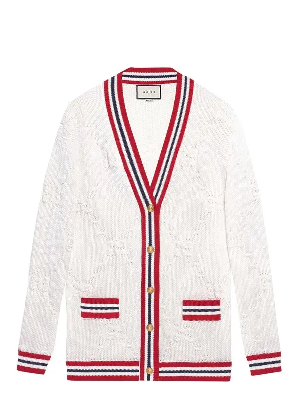 Gucci Sylvie Web Knit Cardigan - White