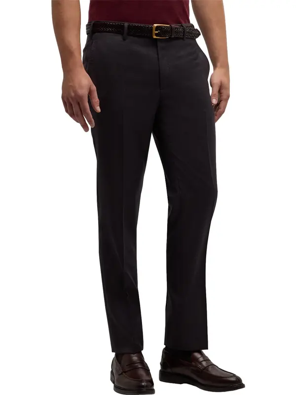 Giorgio Armani Flat-front Wool Trousers - Black