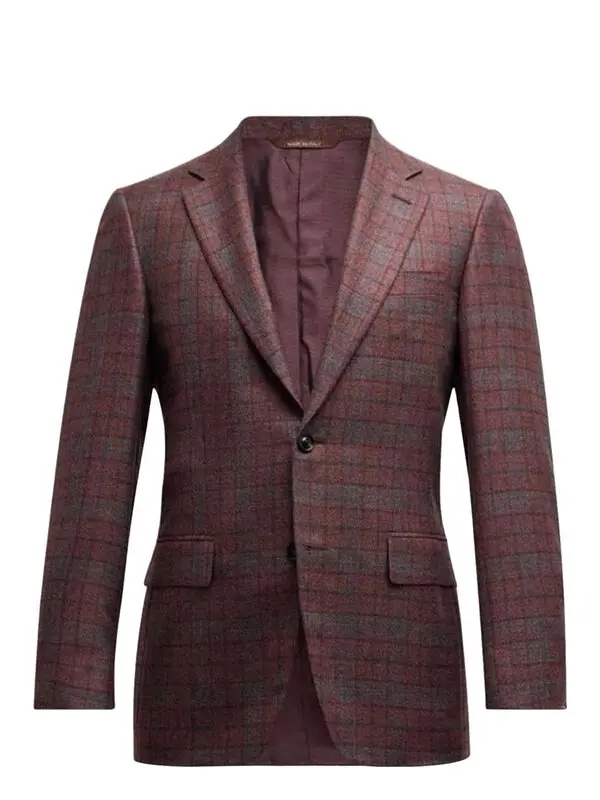 Canali Silk-wool Plaid Sport Coat - Dark Red