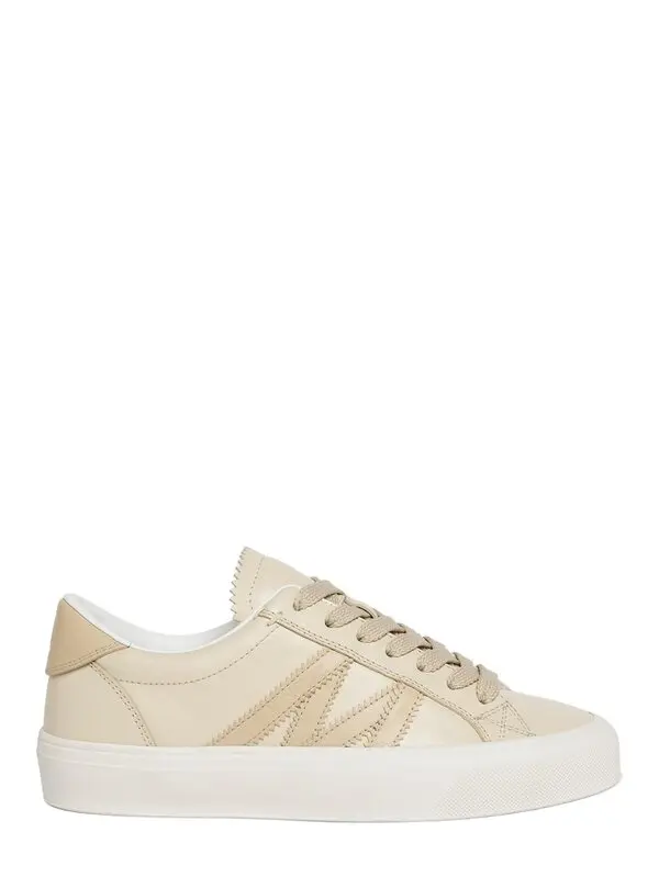 Moncler Monaco Leather Low-top Sneakers - Natural