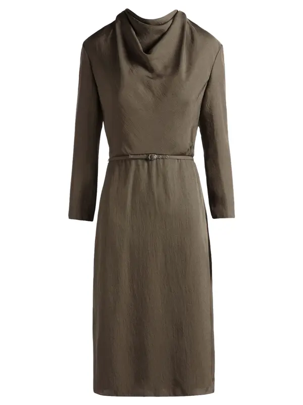 Bally Cowl-neck Belted Midi Dress - Green