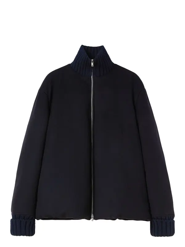 JIL SANDER Zip-up Wool Bomber Jacket - Blue