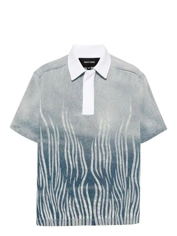 BOTTER Graphic-print Organic Cotton Polo Shirt - Blue