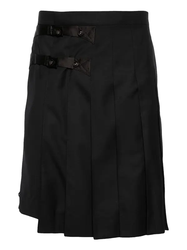 Thom Browne Pleated Wool Skorts - Black
