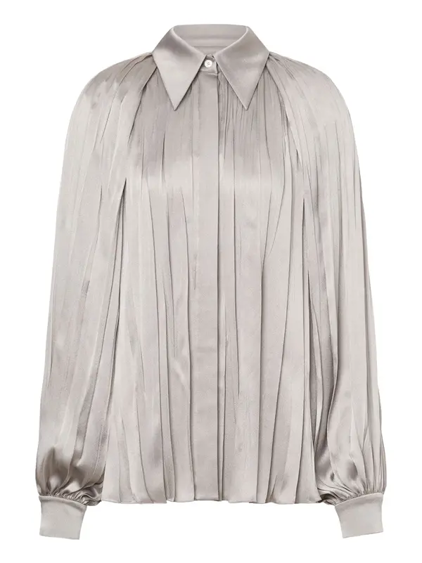 Alberta Ferretti Pleated Satin Shirt - Grey