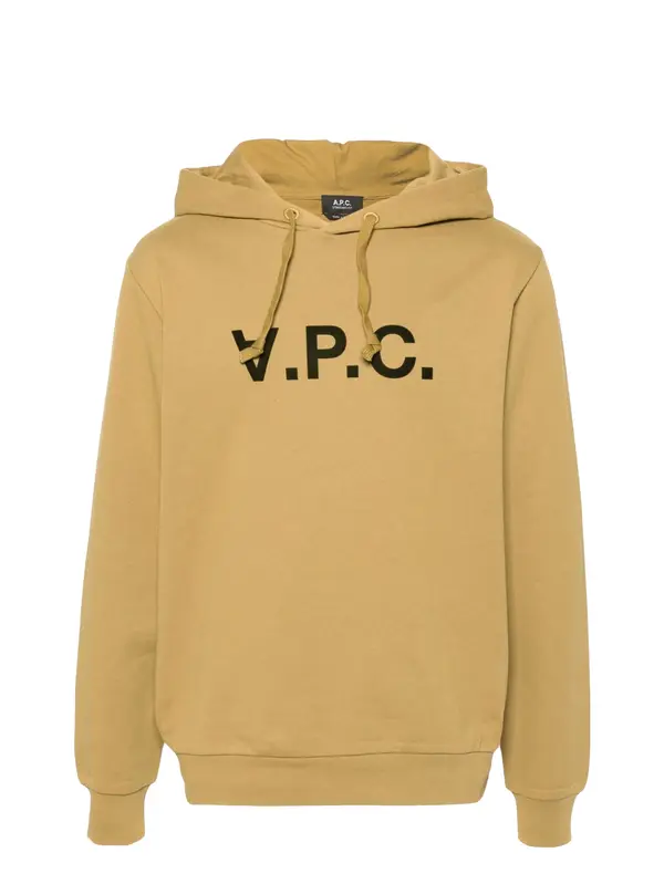 A.p.c. Logo-flocked Cotton Hoodie - Green