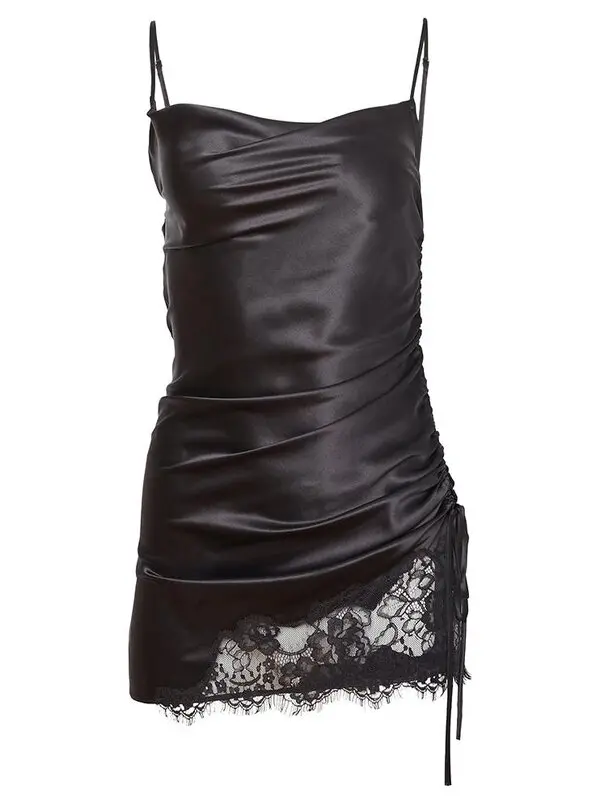 Fleur Du Mal Silk Ruched Dress - Black
