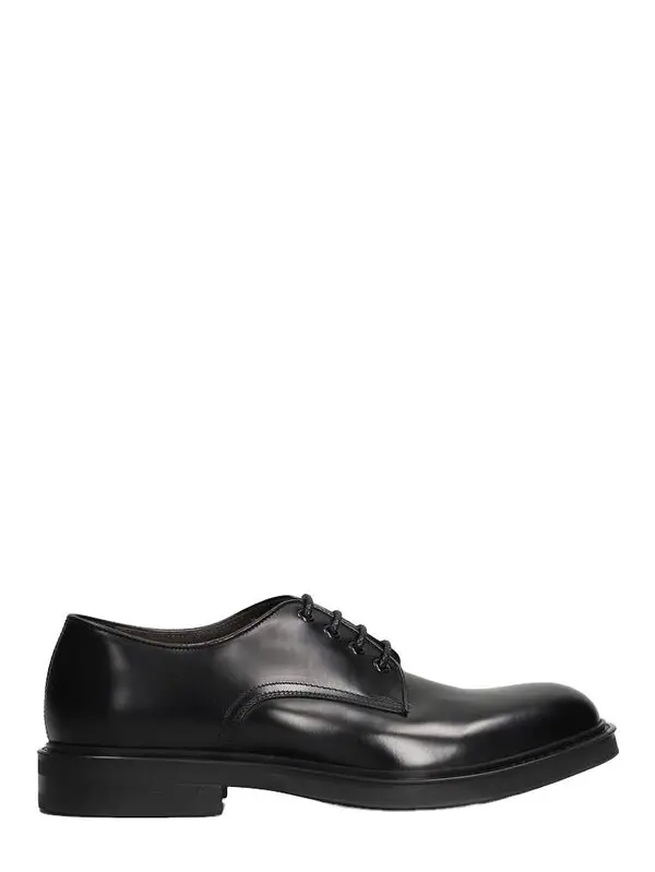 GREEN GEORGE Lace-up Leather Shoes - Black