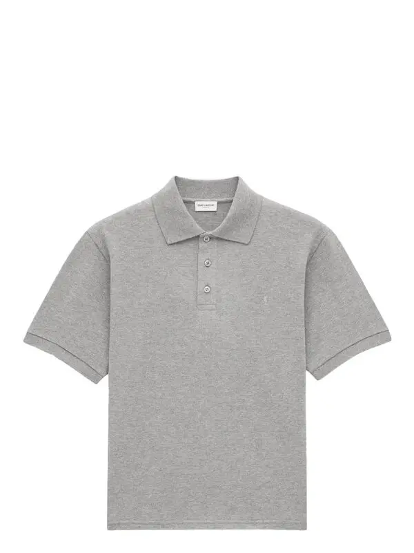 Saint Laurent Cassandre Polo Shirt In Pique - Gris Chine