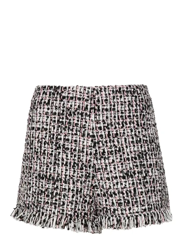SELF-PORTRAIT Tweed Fringed Shorts - Black
