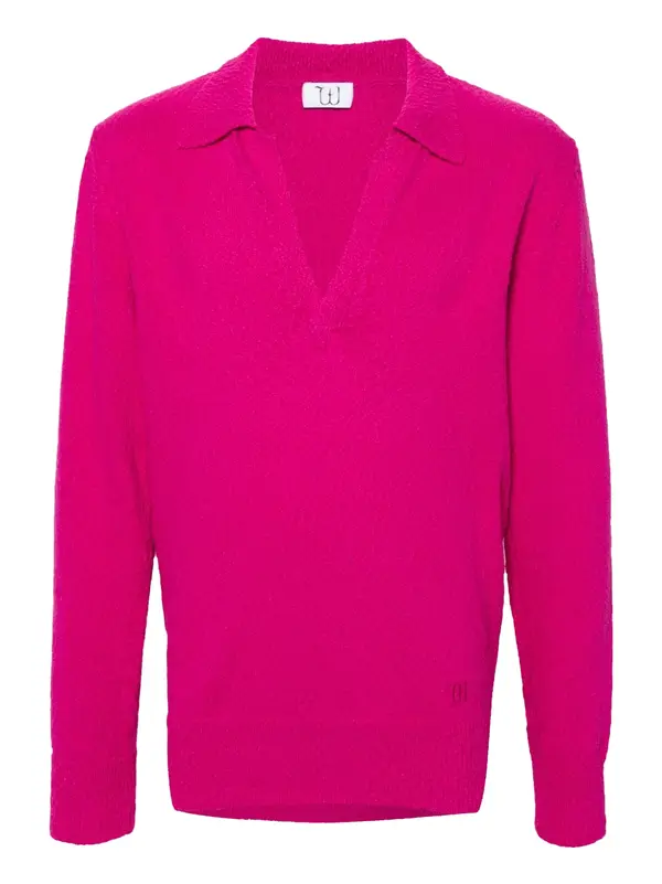 WINNIE N.Y.C Split-neck Bouclé Jumper - Pink