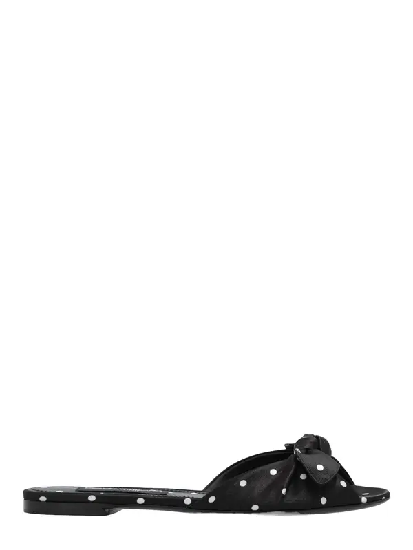 Dolce & Gabbana Polka Dot-print Satin Slides - Black
