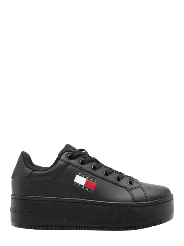 Tommy Hilfiger Flatform Leather Sneakers - Black
