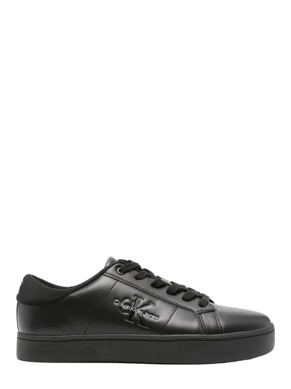 Calvin Klein Debossed-logo Leather Sneakers - Black