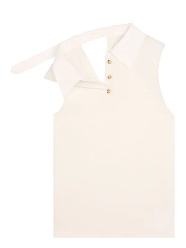 COURREGES Logo-appliqué Polo Top - Neutrals