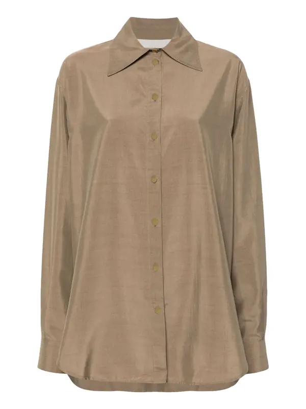 QUIRA Pointed-collar Buttoned Shirt - Brown