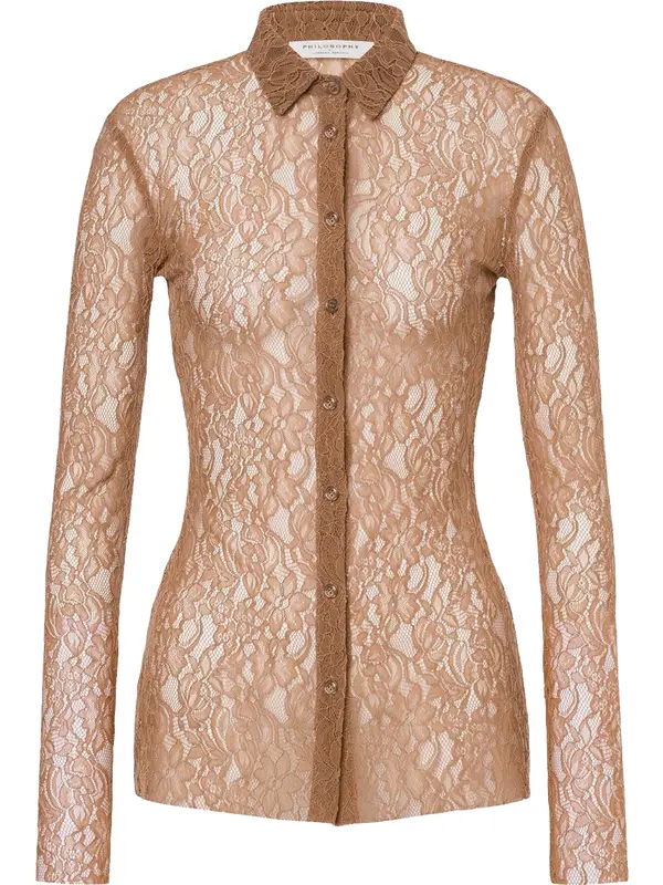 Philosophy Di Lorenzo Serafini Floral-lace Shirt - Brown