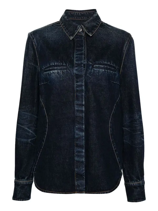 FERRAGAMO Whiskered Denim Shirt - Blue