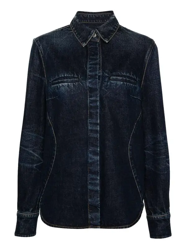 FERRAGAMO Whiskered Denim Shirt - Blue