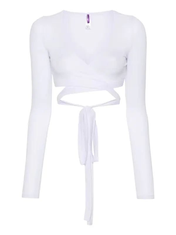 MAISON CLOSE La Femme Amazone Ribbed Wrap Blouse - White